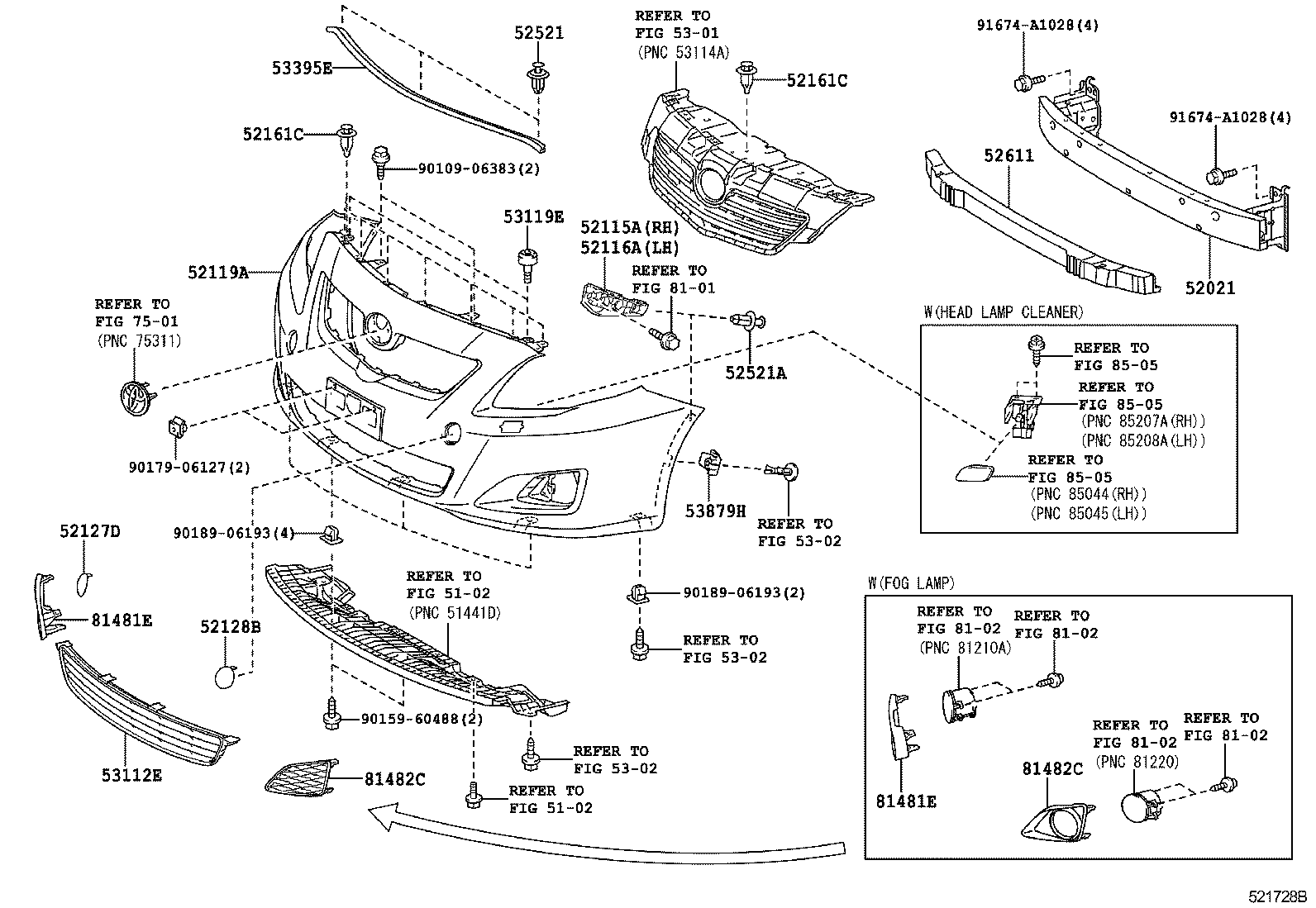 TOYOTA AURIS COROLLA JPPNDE150L-AELNYW - BODY - FRONT BUMPER BUMPER ...