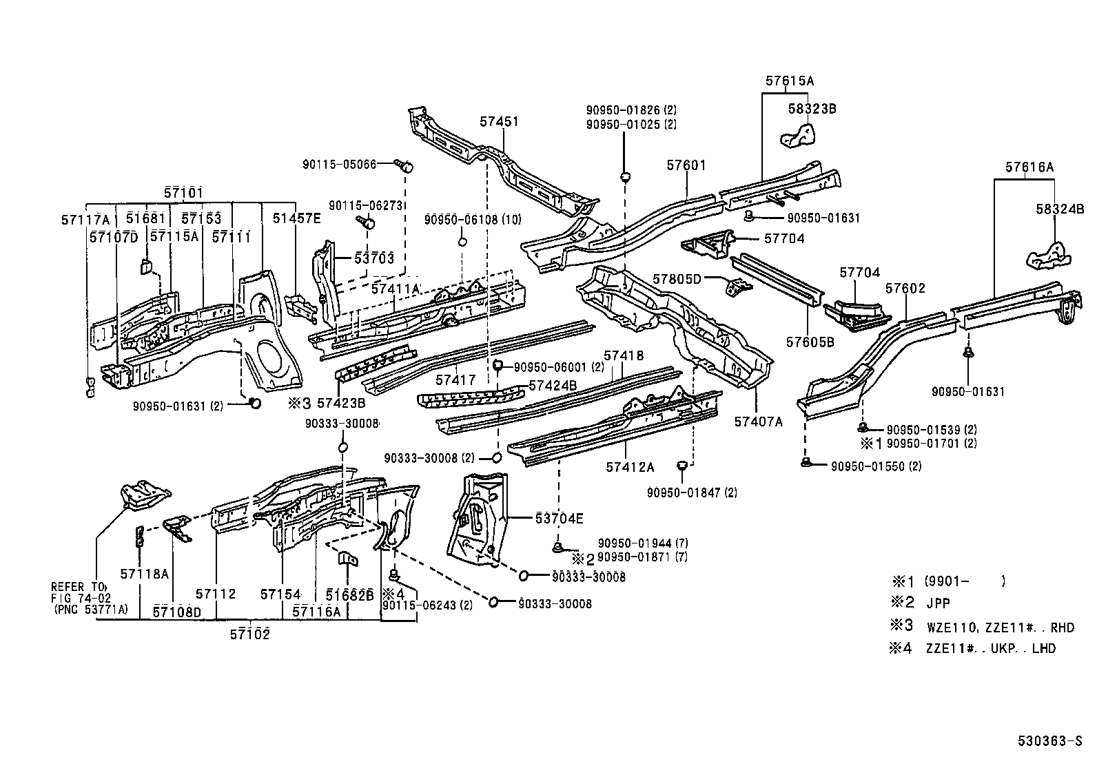 TOYOTA COROLLA HB LBAE111L-AGFNKW - BODY - FLOOR SIDE MEMBER | Japan ...