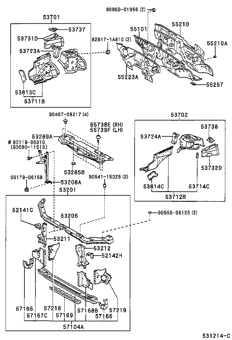 TOYOTA COROLLA HB UKPZZE120L-DGMDKW - BODY - FRONT FENDER APRON DASH ...