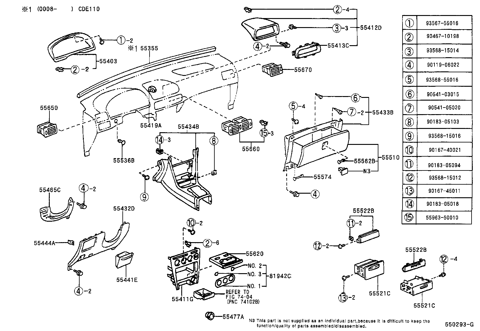 TOYOTA COROLLA HB LBEE111L-AGMDKW - BODY - INSTRUMENT PANEL GLOVE ...