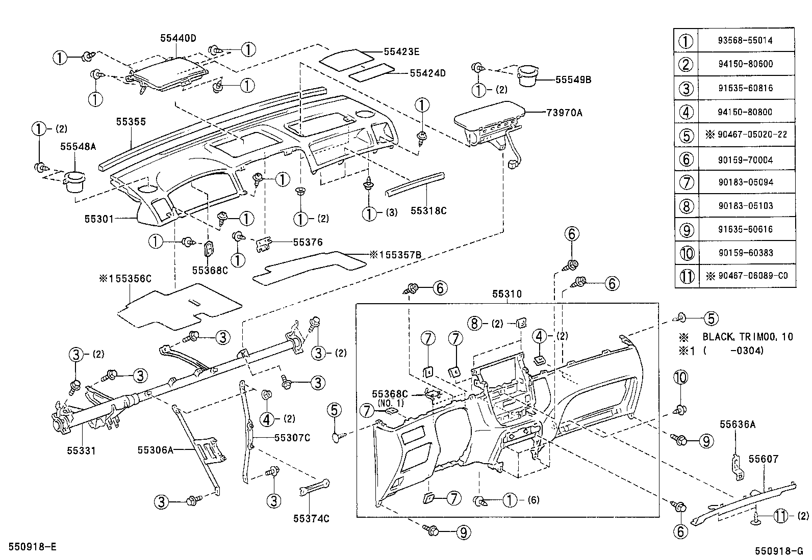 TOYOTA COROLLA VERSOZZE121L-FWMNKW - BODY - INSTRUMENT PANEL GLOVE ...