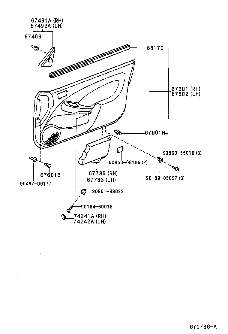 TOYOTA COROLLA HB LBEE111L-AGMDKW - BODY - FRONT DOOR PANEL GLASS ...