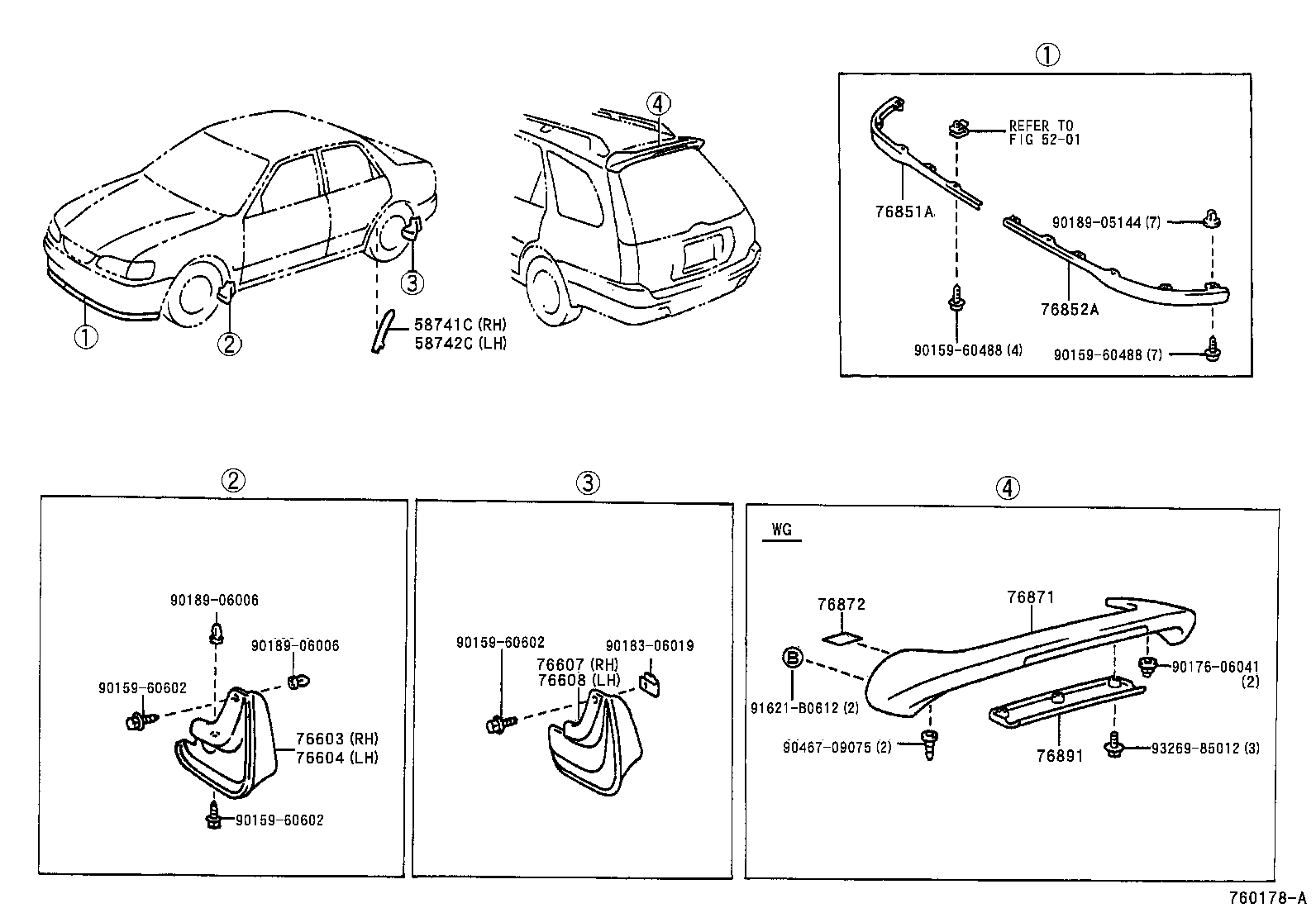 TOYOTA COROLLA SED WGZZE111L-AEMDKW - BODY - MUDGUARD SPOILER | Japan ...