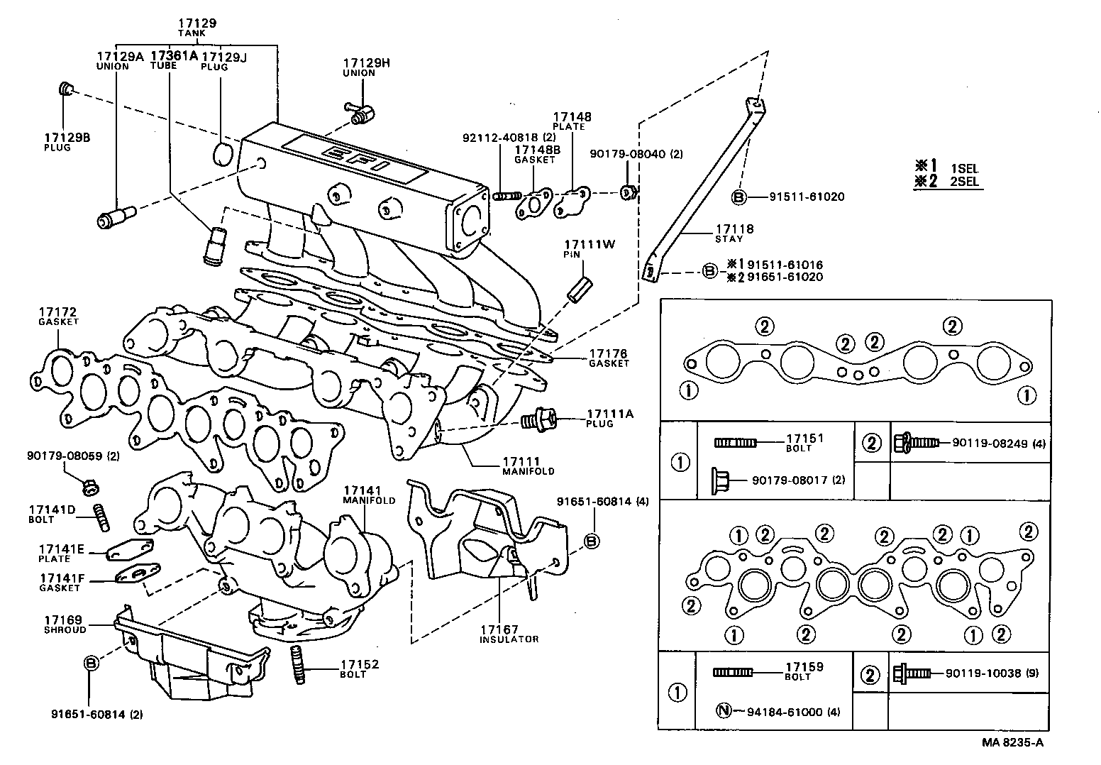 TOYOTA CORONA CARINA 2ST150L-TEMNEW - TOOL-ENGINE-FUEL - MANIFOLD ...