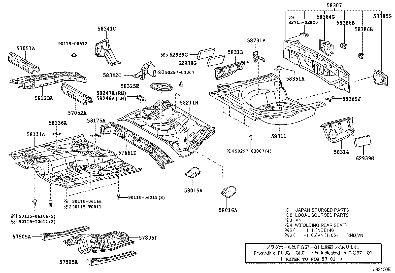 TOYOTA COROLLA ALTIS CE140R-GEMNSP | BODY | FLOOR PAN LOWER BACK PANEL ...