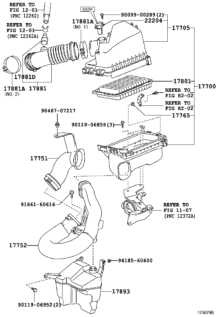 TOYOTA COROLLA SED WGZRE141L-AEFNK - TOOL-ENGINE-FUEL - AIR CLEANER ...