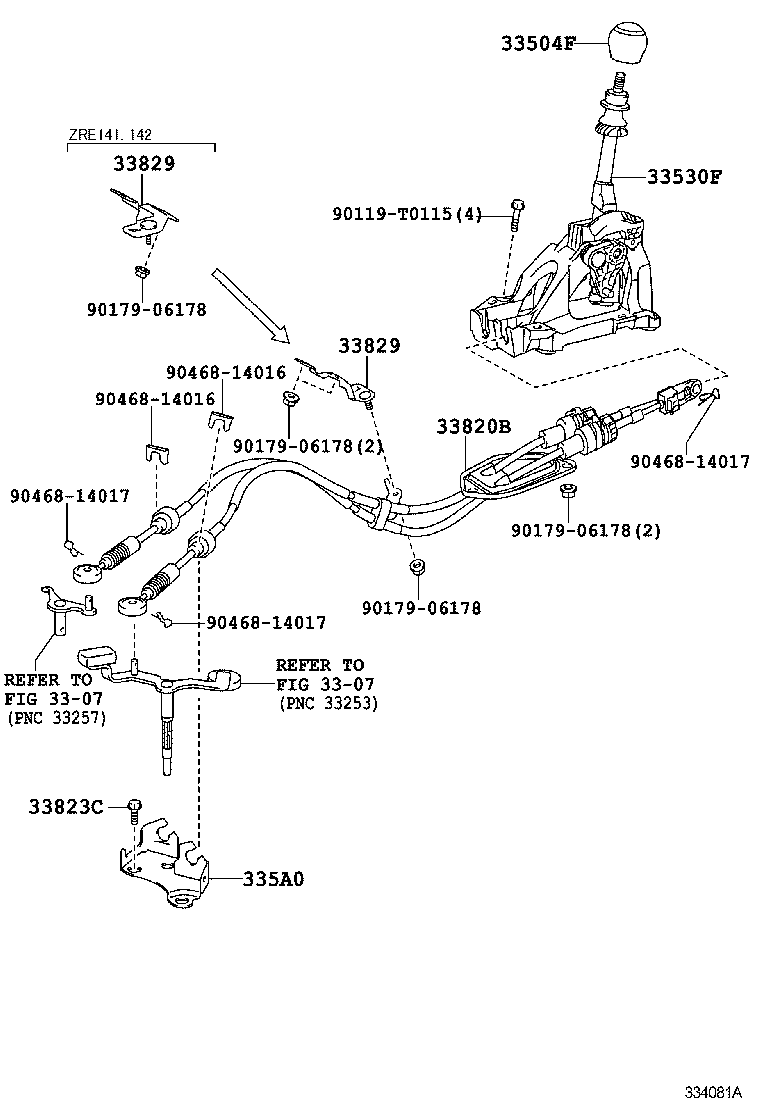 TOYOTA COROLLA ALTISZRE141R-GEFDKT - POWERTRAIN-CHASSIS - SHIFT LEVER ...