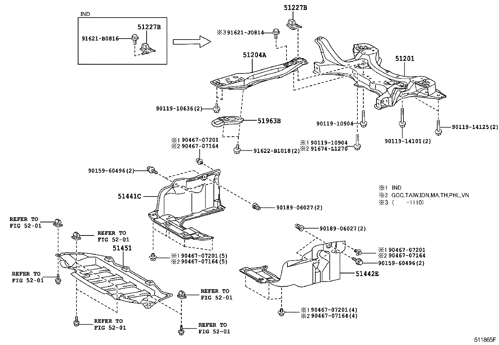 TOYOTA COROLLA ALTISZZE141R-GEPEKT - BODY - SUSPENSION CROSSMEMBER ...