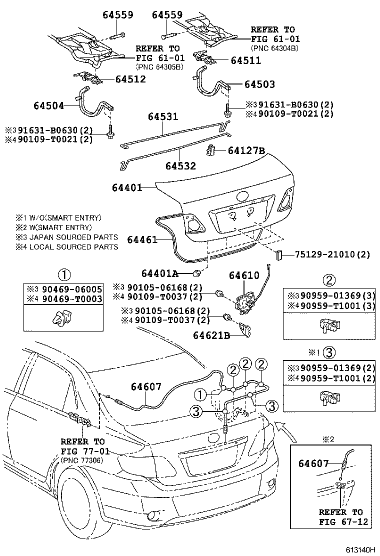 TOYOTA COROLLA ALTISZZE141R-GEPEKT - BODY - LUGGAGE COMPARTMENT DOOR ...