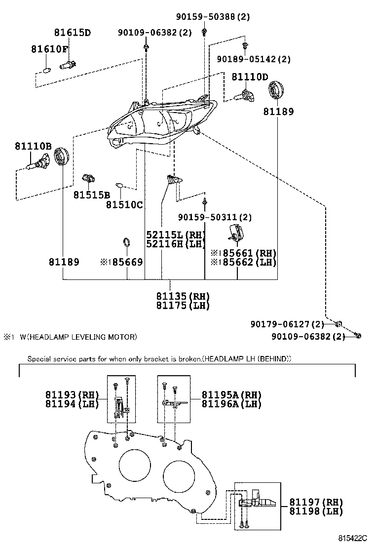 TOYOTA COROLLA SED WGZRE142L-AEPDKV - ELECTRICAL - HEADLAMP | Japan ...