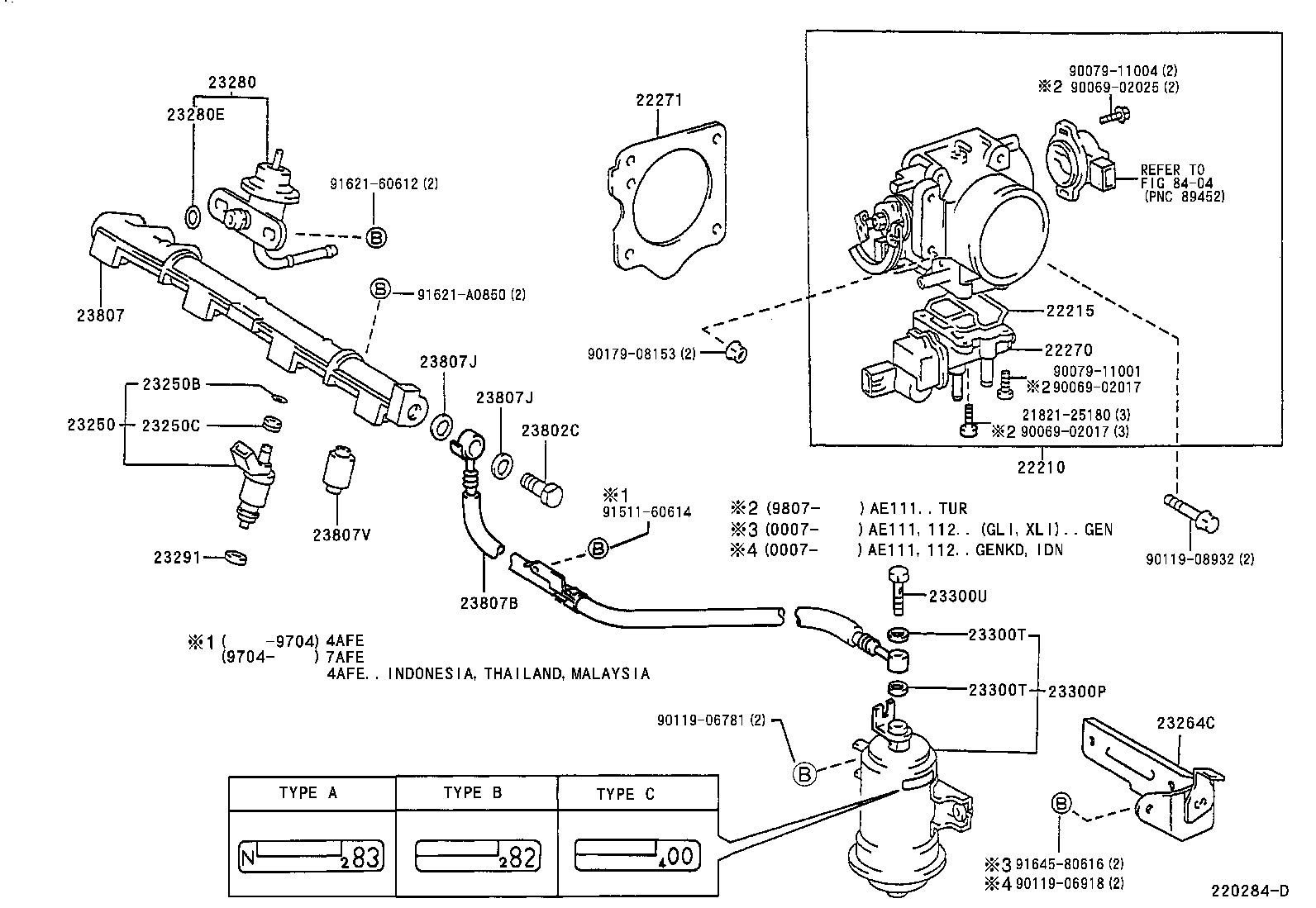 TOYOTA COROLLA SED WGAE112R-AEPNKQ - TOOL-ENGINE-FUEL - FUEL INJECTION ...