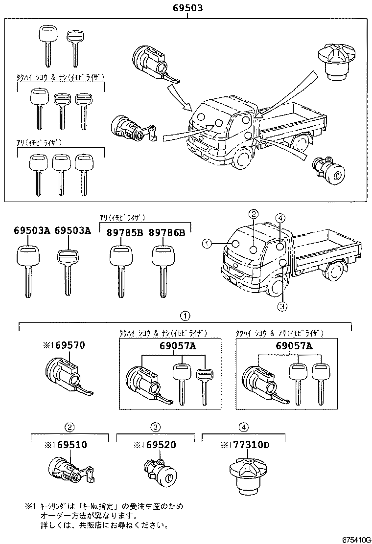 TOYOTA DYNA TOYOACEXZU404-TQTQB3 - BODY - LOCK CYLINDER SET | Japan ...