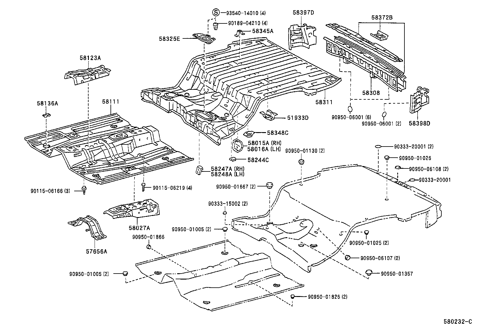 TOYOTA COROLLAEE103V-BXMNK - BODY - FLOOR PAN LOWER BACK PANEL | Japan ...