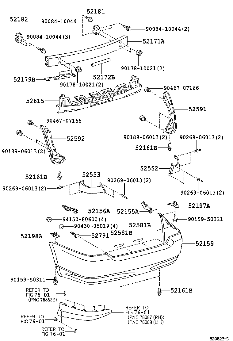 TOYOTA COROLLA MATRIX NAPZZE130L-DEPNKA - BODY - REAR BUMPER BUMPER ...