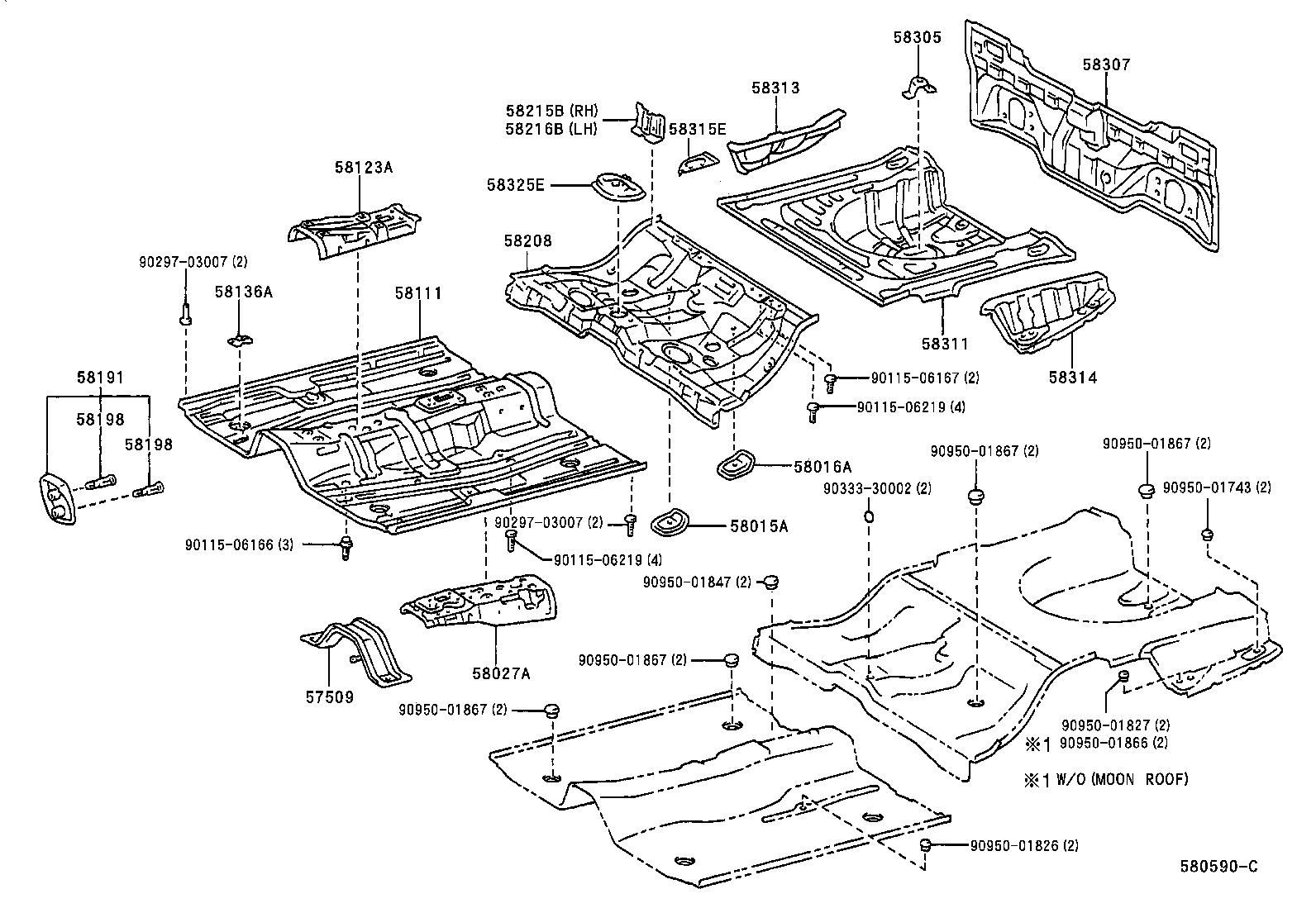TOYOTA COROLLA NAP SEDZZE110L-DEPDKA - BODY - FLOOR PAN LOWER BACK ...