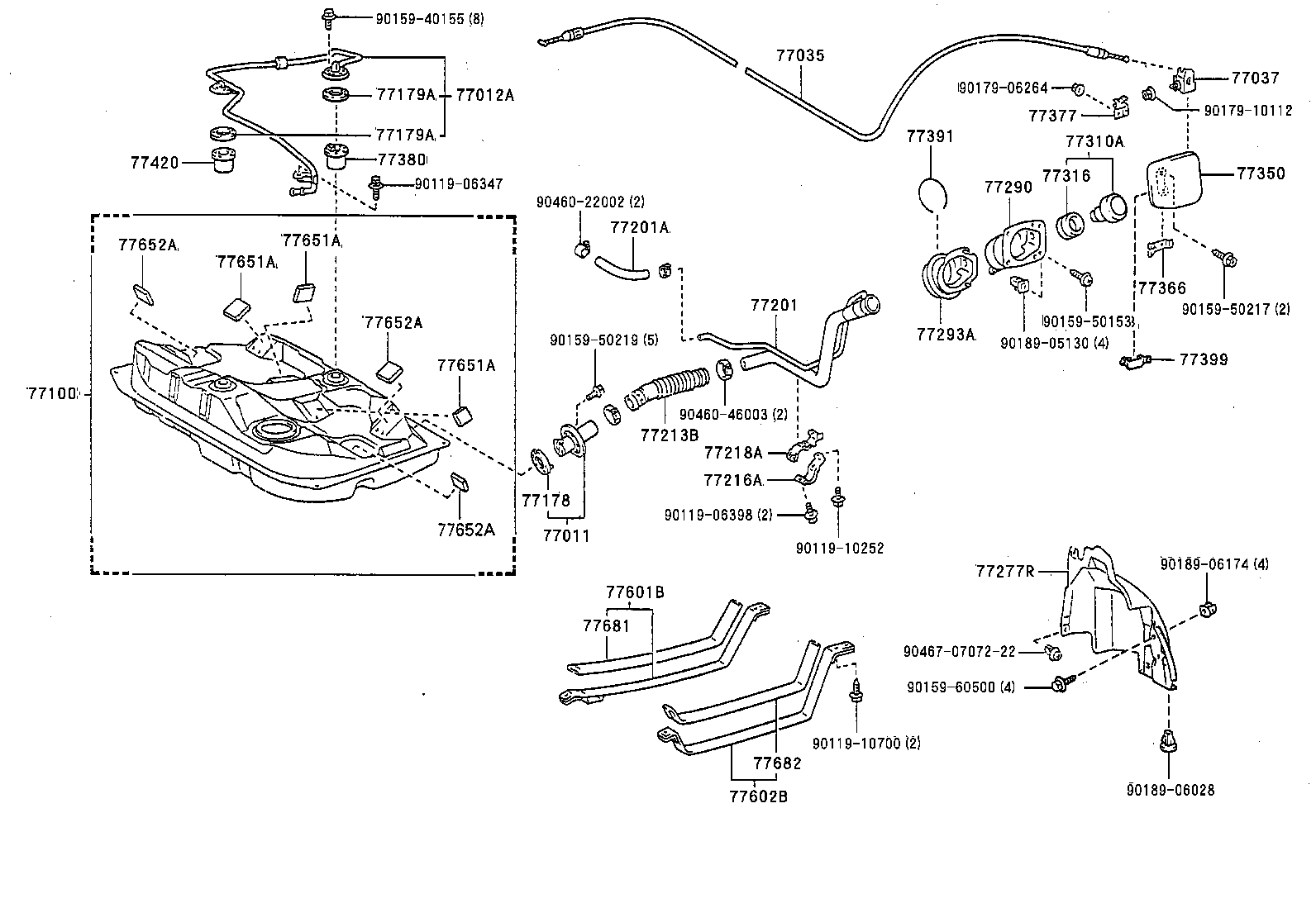 TOYOTA COROLLA NAP SEDAE102L-DEPNKA - BODY - FUEL TANK TUBE | Japan ...