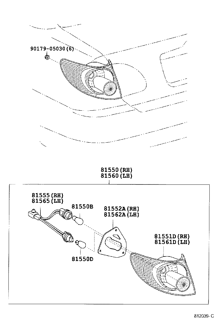 TOYOTA COROLLA MATRIX NAPZZE130L-DEPDKA - ELECTRICAL - REAR COMBINATION ...