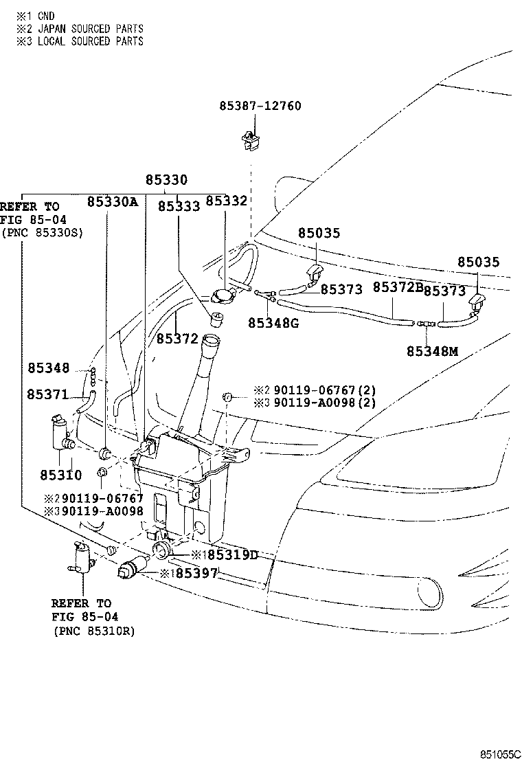 TOYOTA COROLLA SED JPPZZE130L-AEPDKA - ELECTRICAL - WINDSHIELD WASHER ...